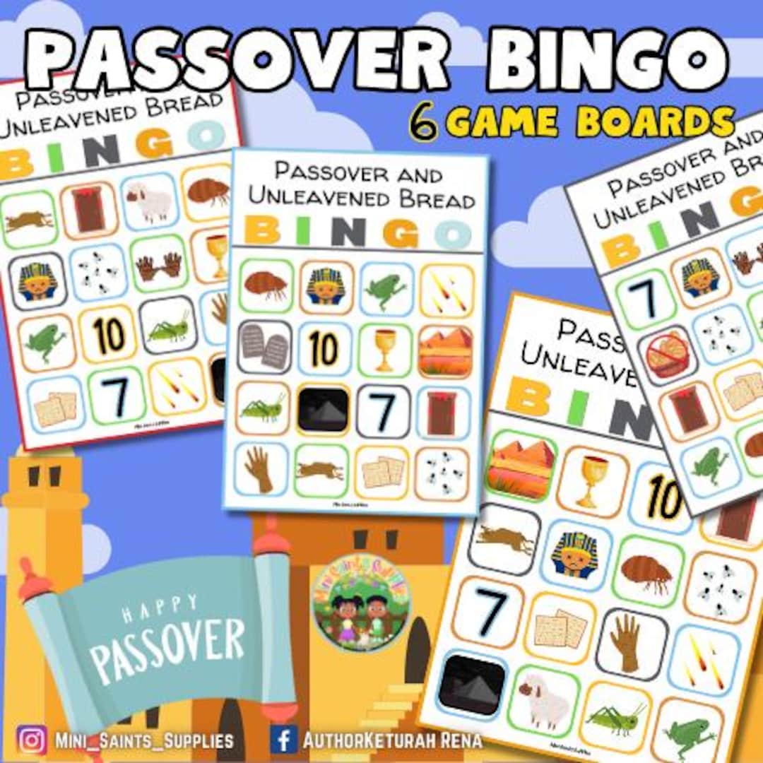Passover Bingo Game Bible Activity Pesach Activity Book Unleavened ...