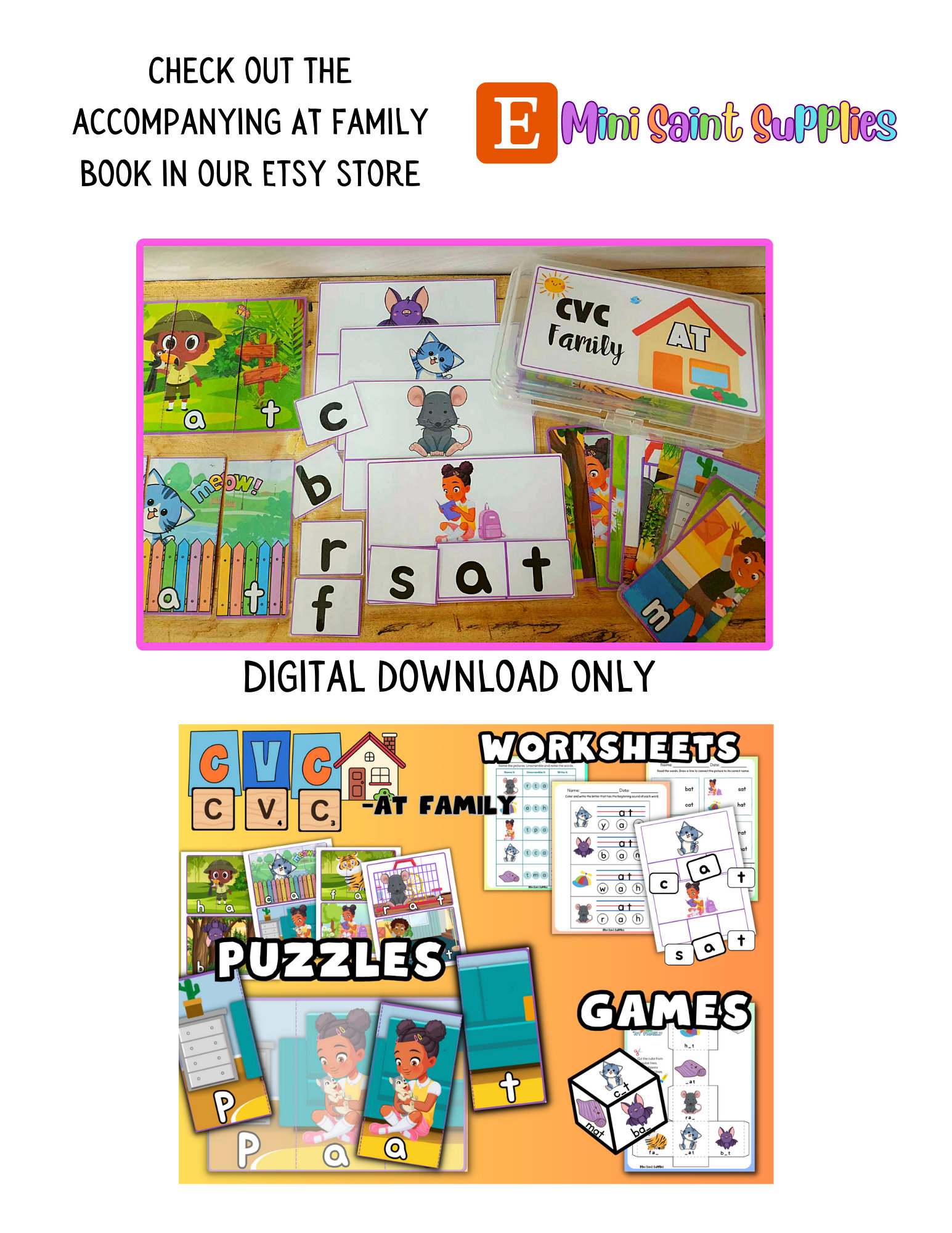 At Family Digital Download CVC Lesson Story Book Melanated Story Easy ...