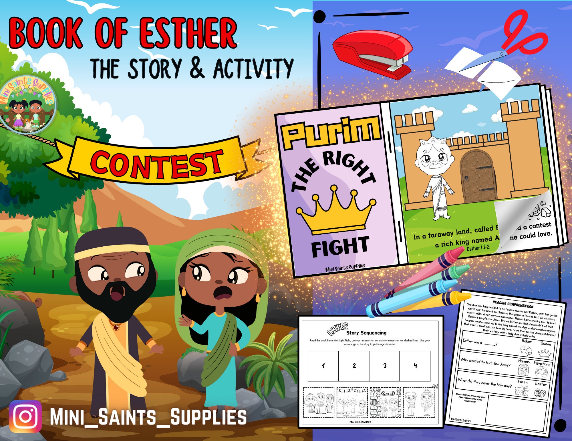 Queen Esther Kids Bible Craft Activity Book Purim Activity Sunday ...