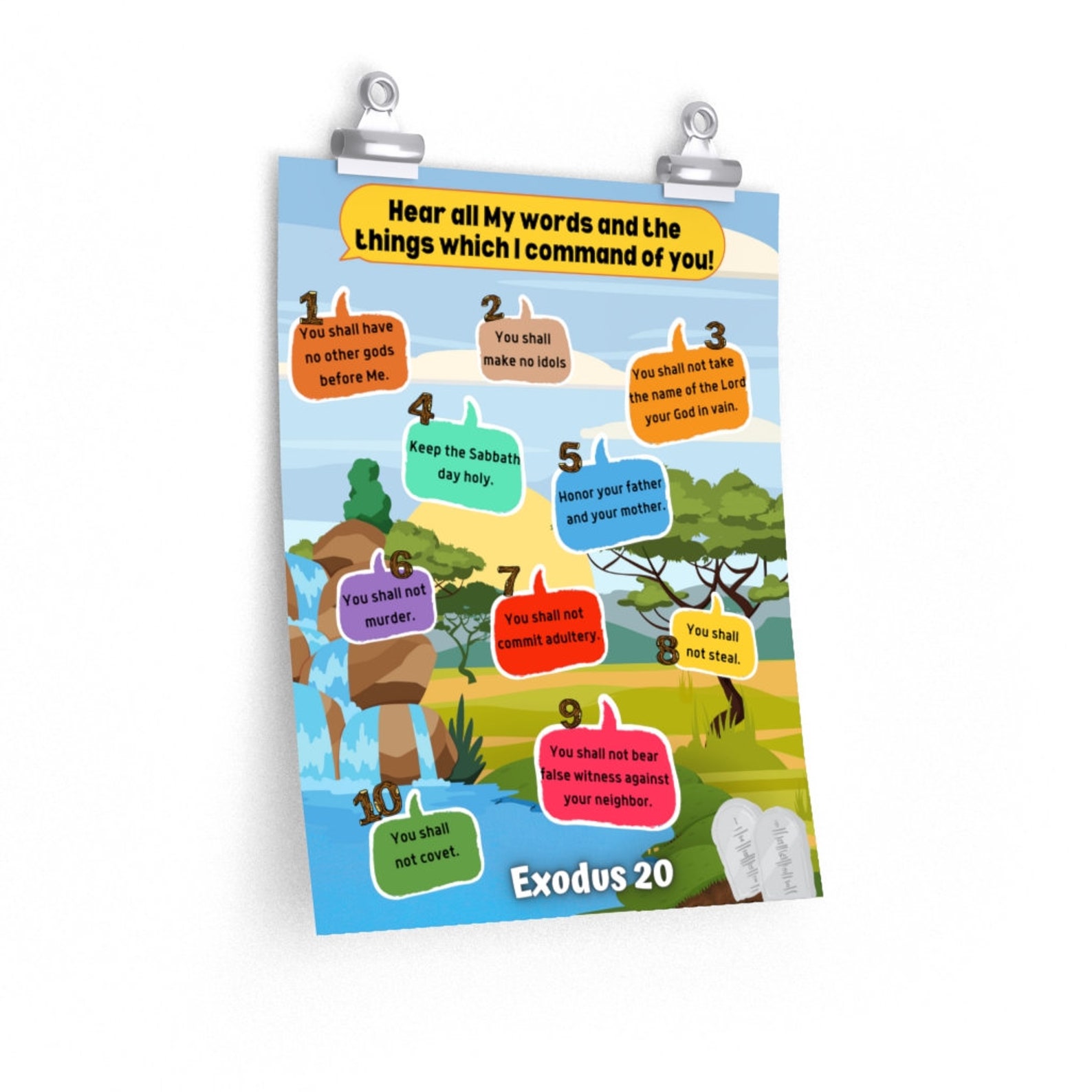 10 Commandments Bible Wall Art Poster Israelite Hebrew Homeschool ...