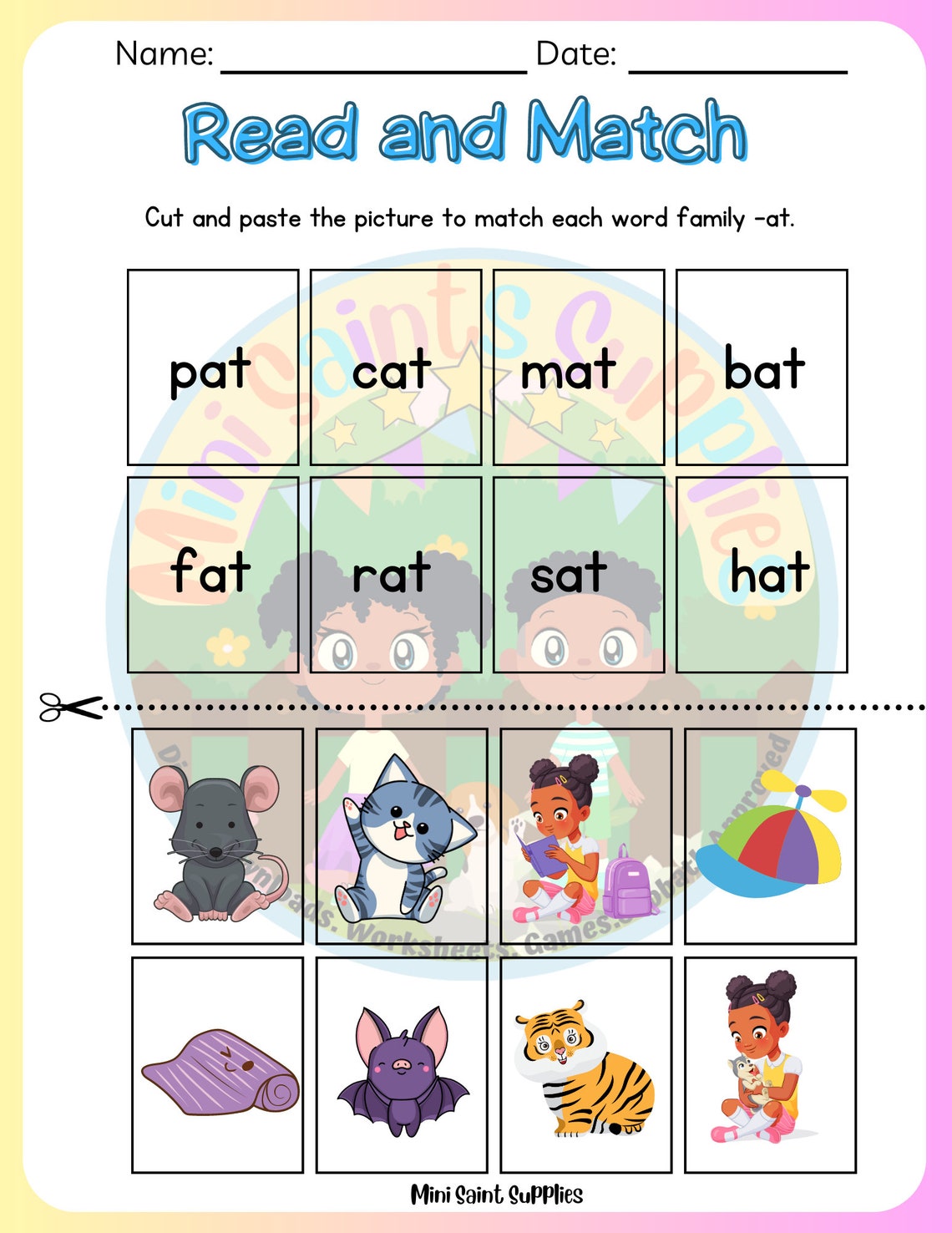 At Family CVC Words Printable Worksheet Instant Download CVC Learning ...