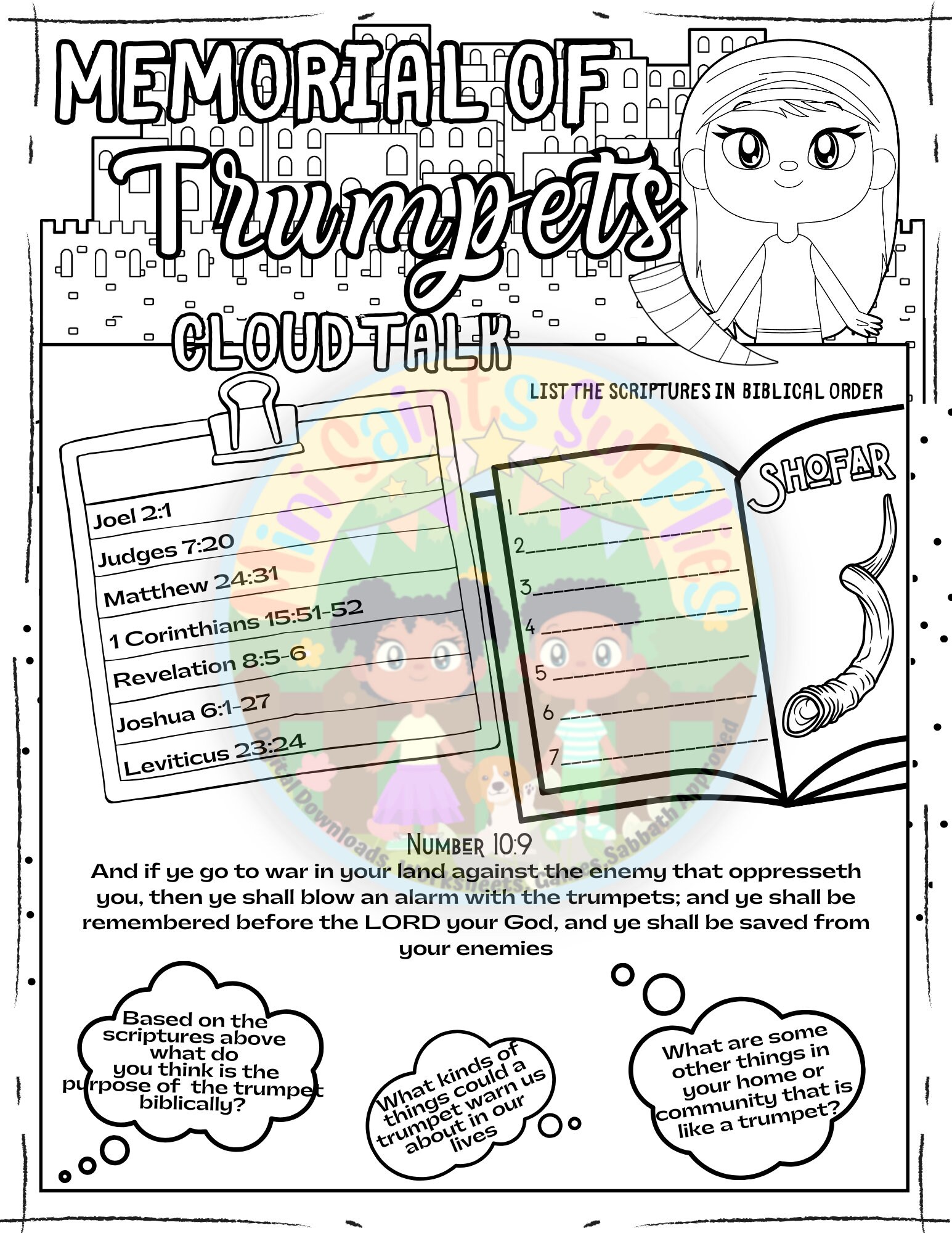 Memorial of Trumpets Yom Teruah Fall Feast Days Coloring Book Tora ...