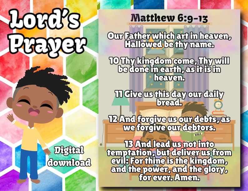 Lords Prayer Bible Printable Poster Homeschool Classroom Wall Art Decor ...