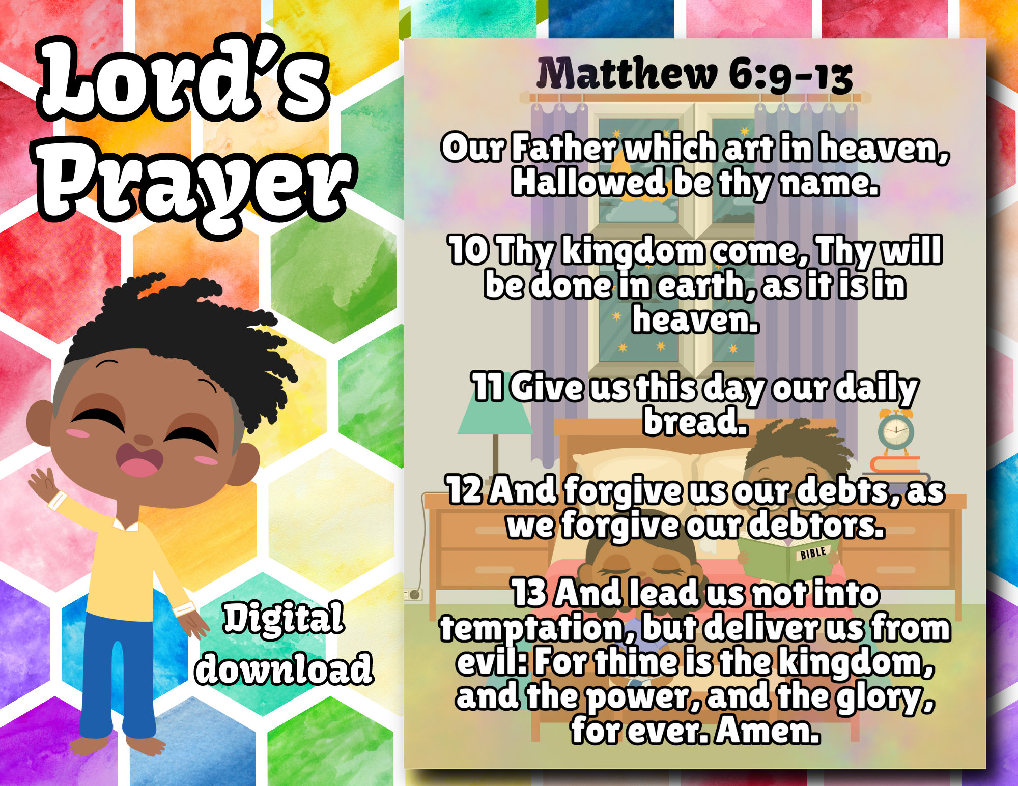 Lords Prayer Bible Printable Poster Homeschool Classroom Wall Art Decor ...