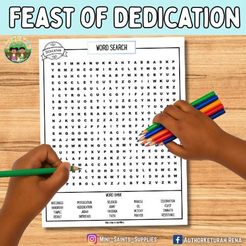 Feast of Dedication Printable Coloring Page FOD Kids Bible Activity ...