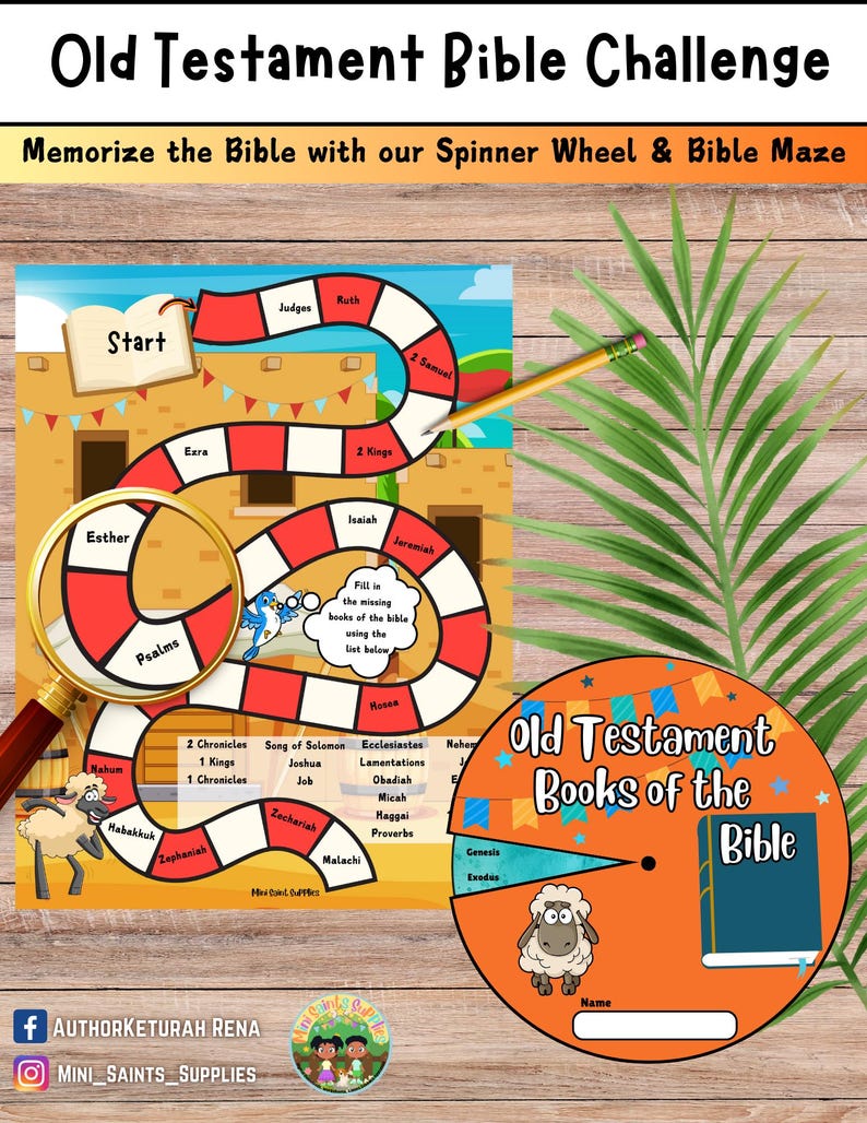 Books of the Bible: Old Testament Bible Spinner Bible Maze Sunday ...