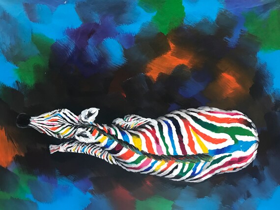 Abstract Colorful Zebra Oil Painting on Canvas Large Original - Etsy