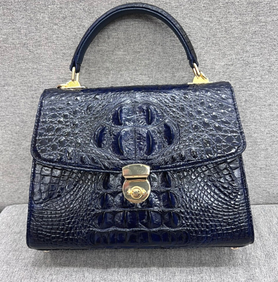 Navy Blue Alligator Genuine Leather Skin Women Purse-gift for Her ...