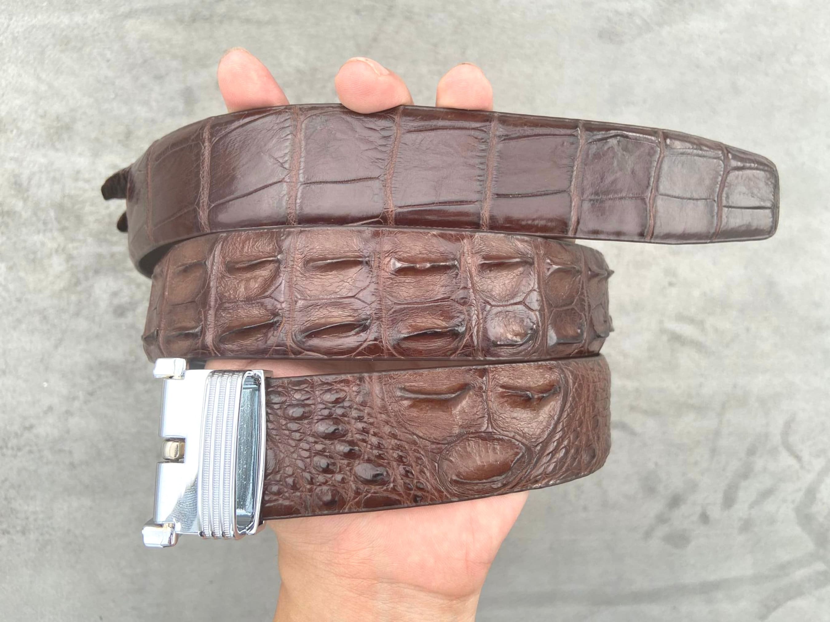 Brown Genuine Alligator Leather Skin Men's W 1.3 Inch/ Xmas Gifts Mens ...