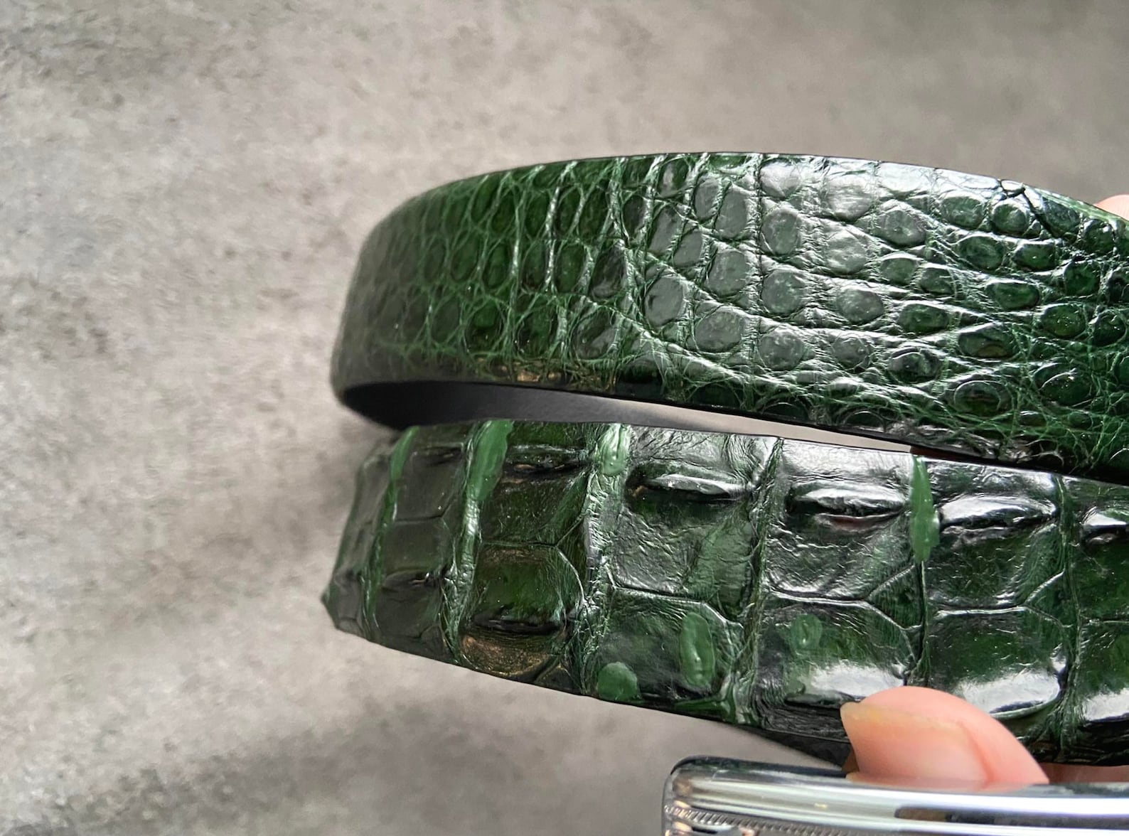 Green Alligator Horn Genuine Leather Skin Men's Belt W 1.3 Inch ...