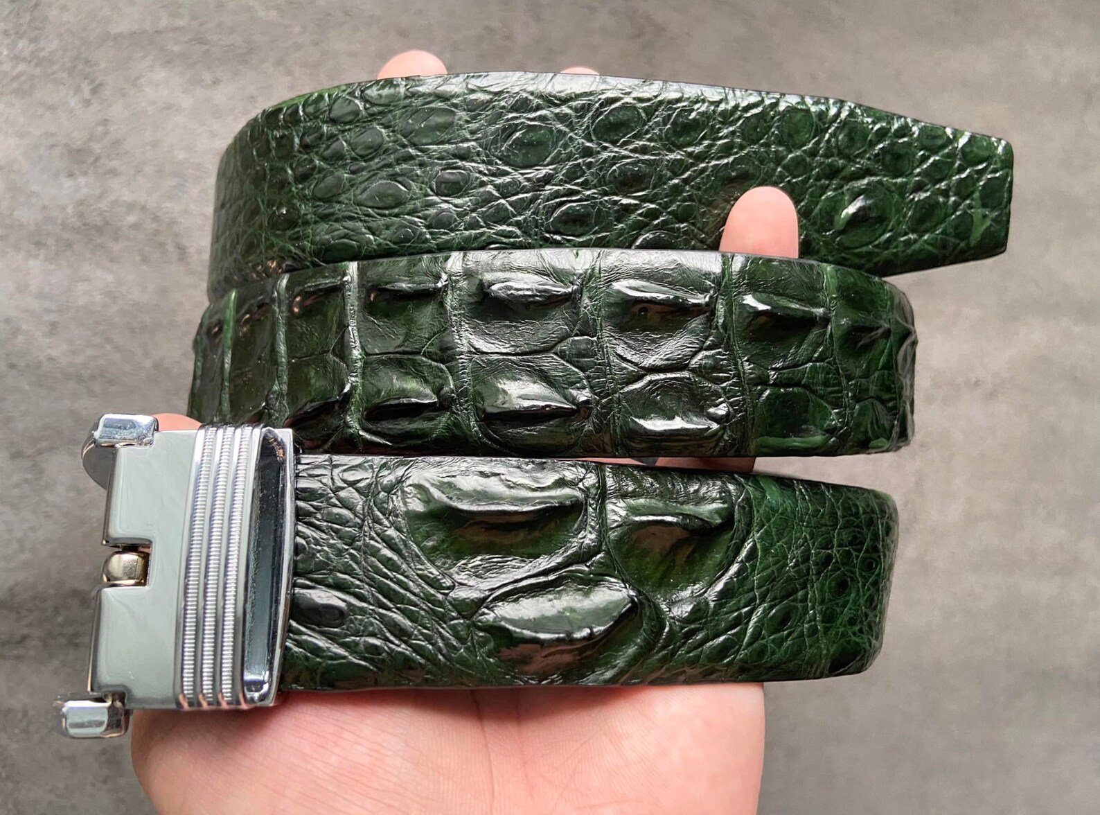 Green Alligator Horn Genuine Leather Skin Men's Belt W 1.3 Inch ...