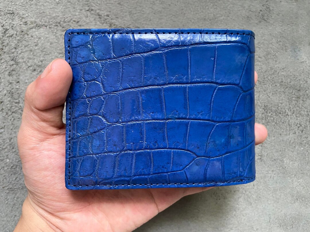 Light Blue Alligator Genuine Belly Leather Skin Men's Wallet, Handmade ...