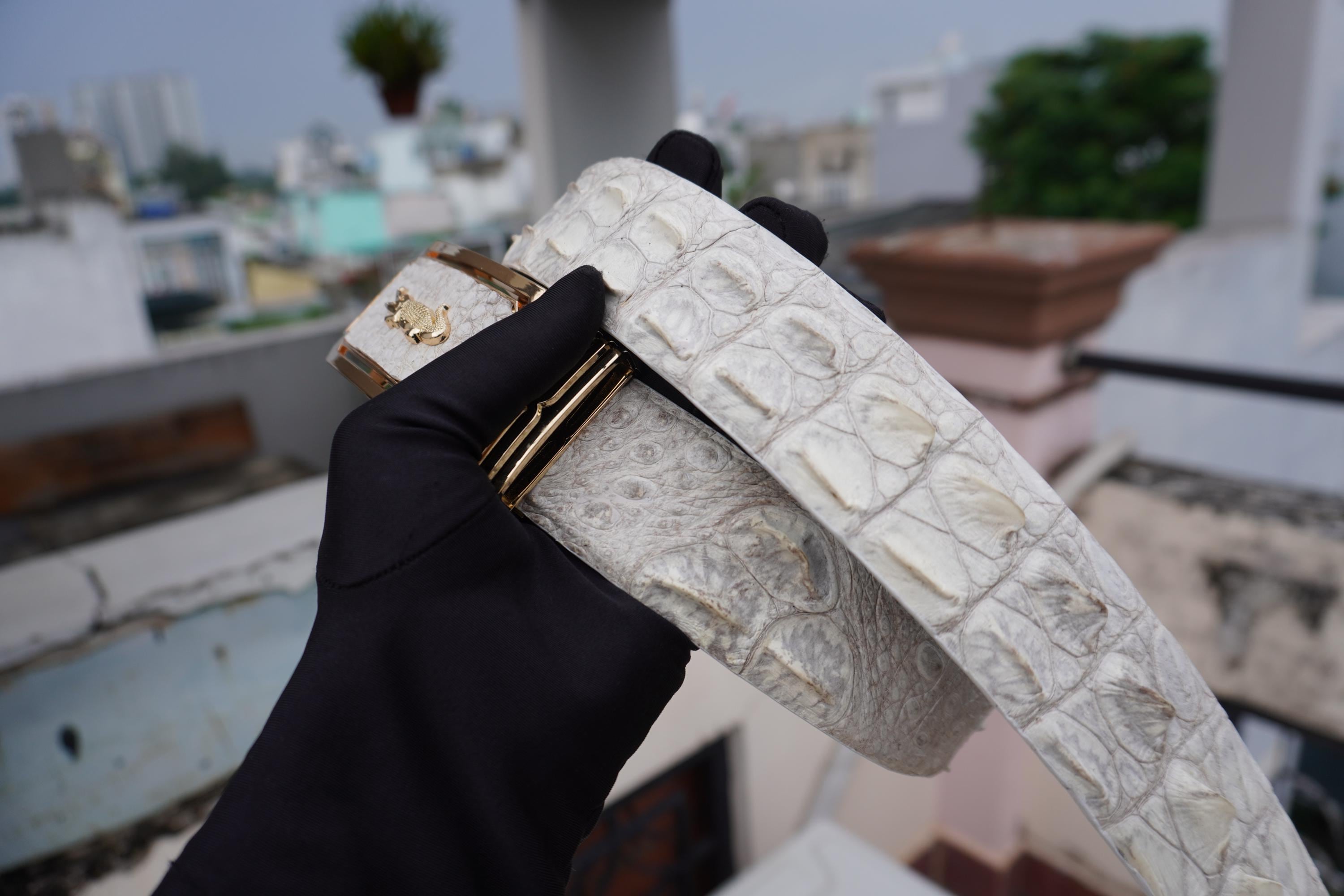 White Genuine Alligator Leather Skin Men's Belt W 1.5 Inch With ...