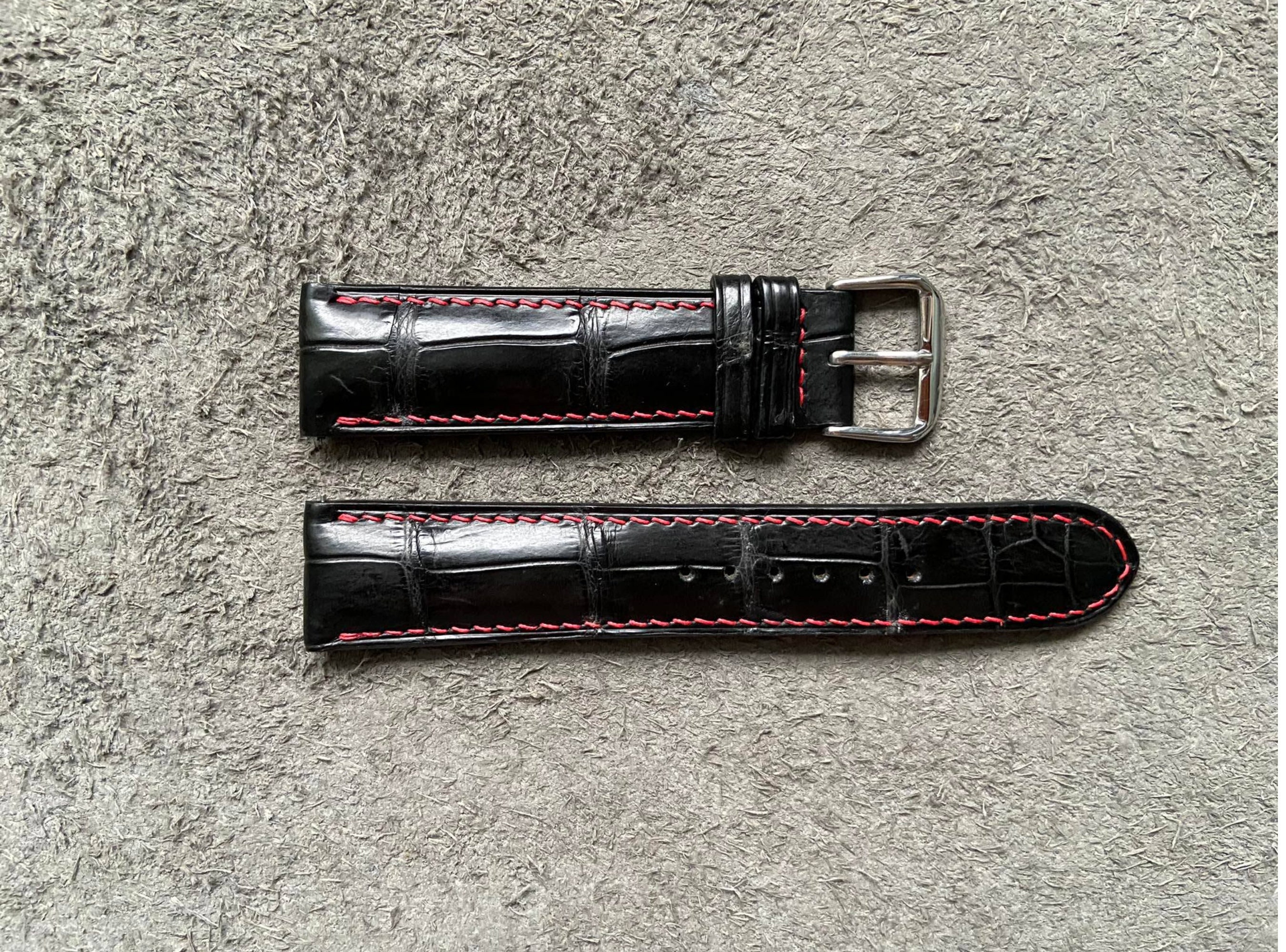 20/18 Black Alligator Leather Skin Men's Watch Strap - Etsy