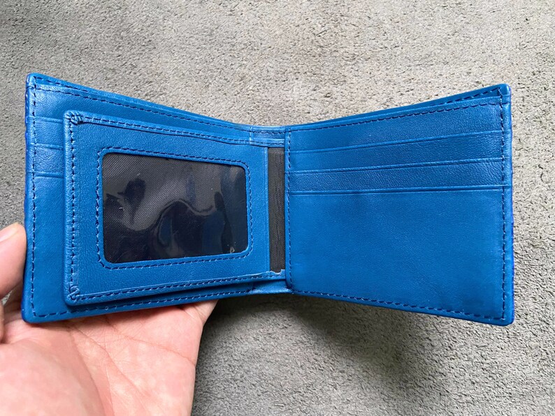 Light Blue Alligator Horn Genuine Leather Men's Bifold Wallet, Premium ...