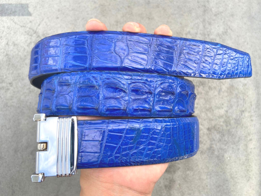 Blue Genuine Alligator Horn Leather Skin Men's Belt W 1.3 Inch/premium ...