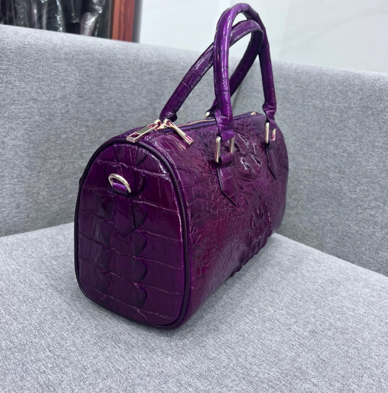 Purple Alligator Genuine Leather Skin Travel Bag-luxury Duffel - Etsy