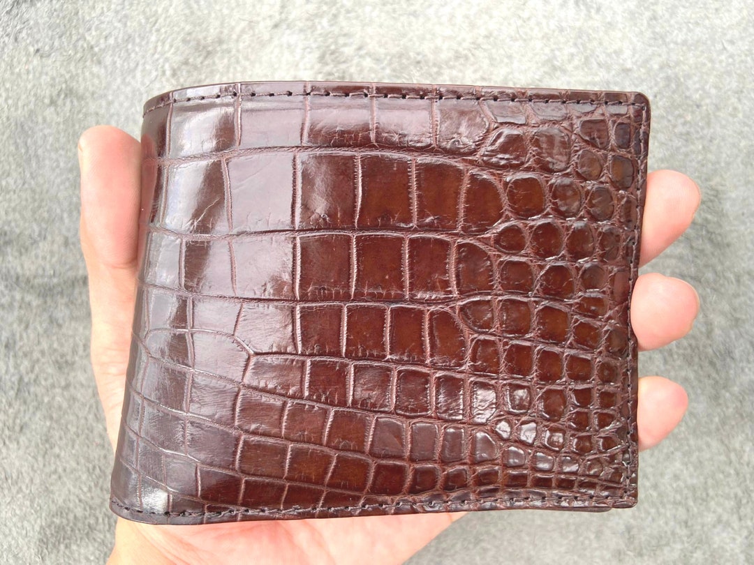 Brown Genuine Alligator Leather Skin Men's Bifold Wallet/personalized ...
