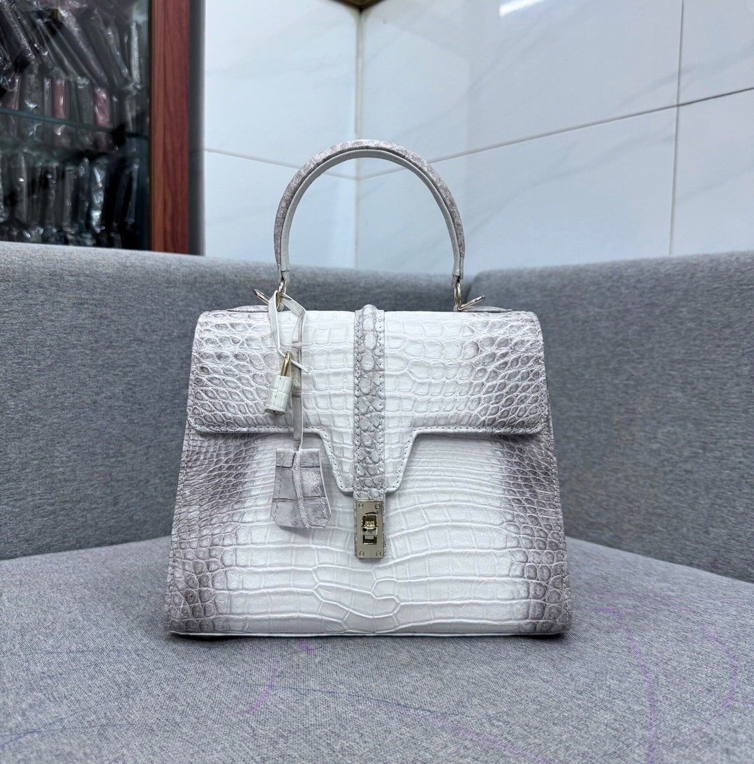 White Alligator Genuine Leather Skin Women's Handbag, Premium Exotic ...