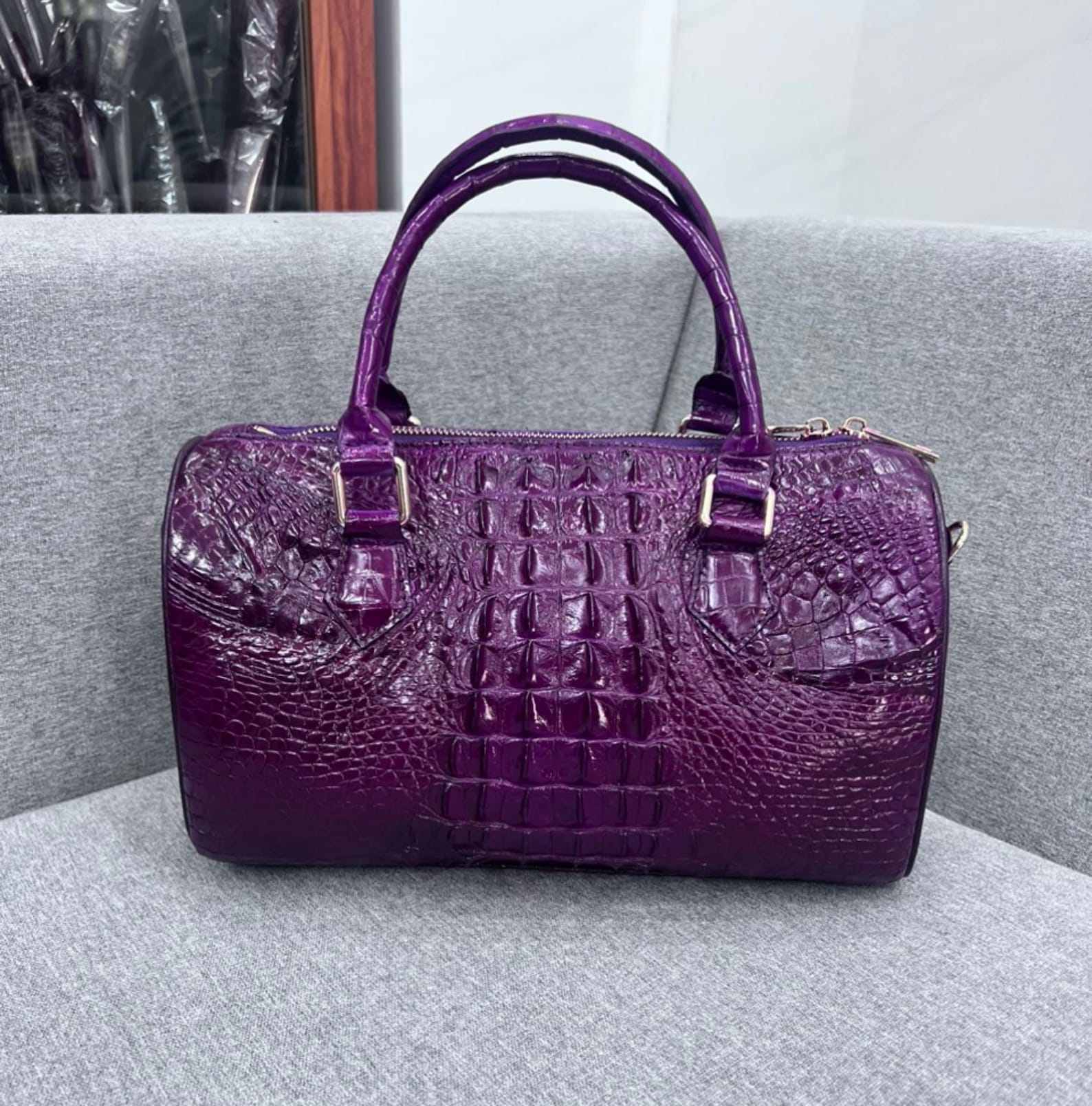 Purple Alligator Genuine Leather Skin Travel Bag-luxury Duffel - Etsy