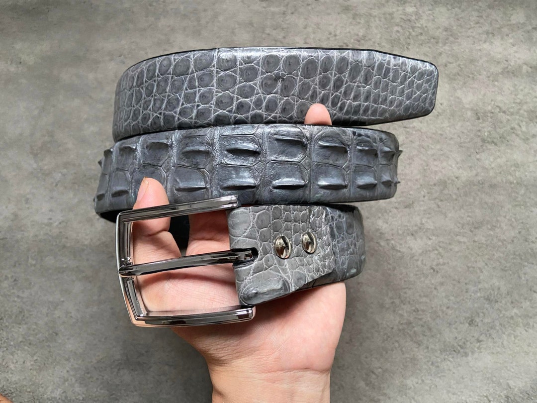 Gray Alligator Genuine Leather Skin Men's Belt W 1.5 Inch/ Gift for Him ...