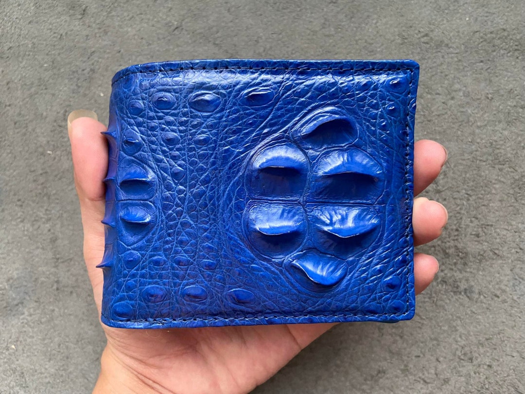 Light Blue Alligator Genuine Leather Skin Men's Bifold Wallet ...