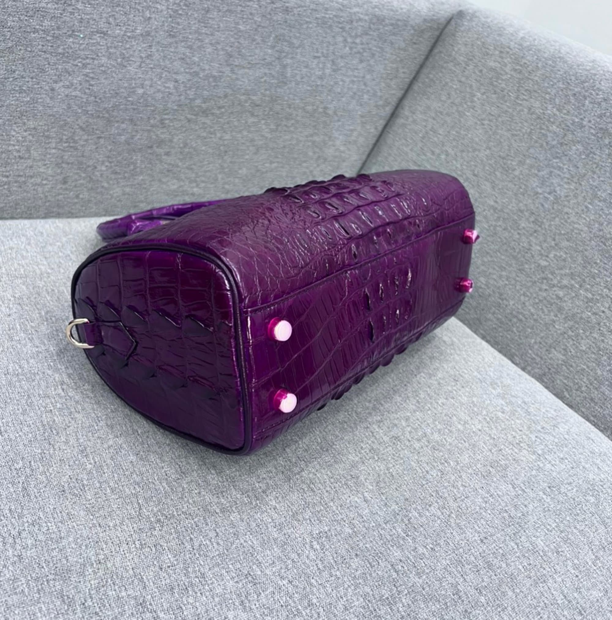 Purple Alligator Genuine Leather Skin Travel Bag-luxury Duffel - Etsy