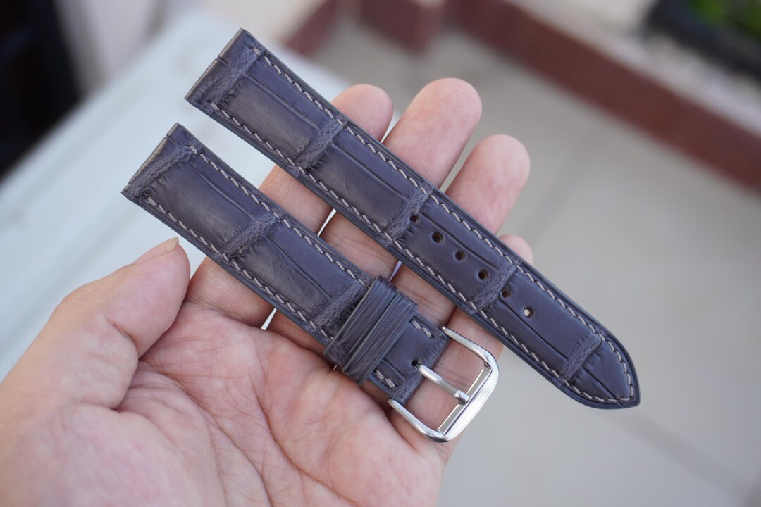 Handmade Gray Genuine Alligator Leather Mens Luxury Watch Strap ...