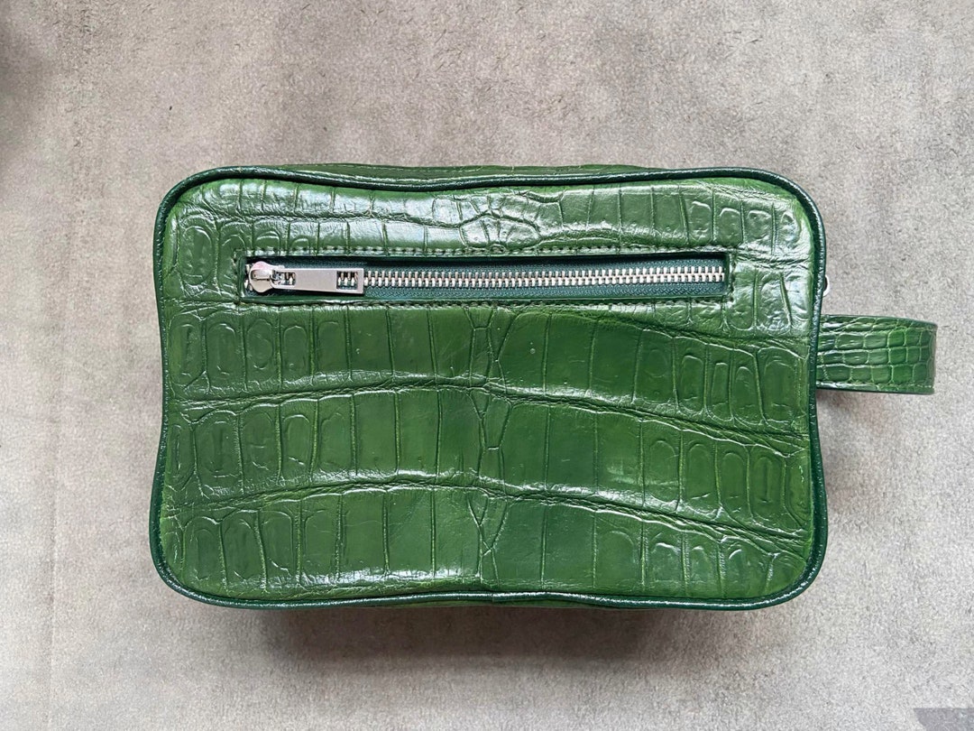 Green Alligator Genuine Belly Leather Skin Men Bag, Premium Exotic ...
