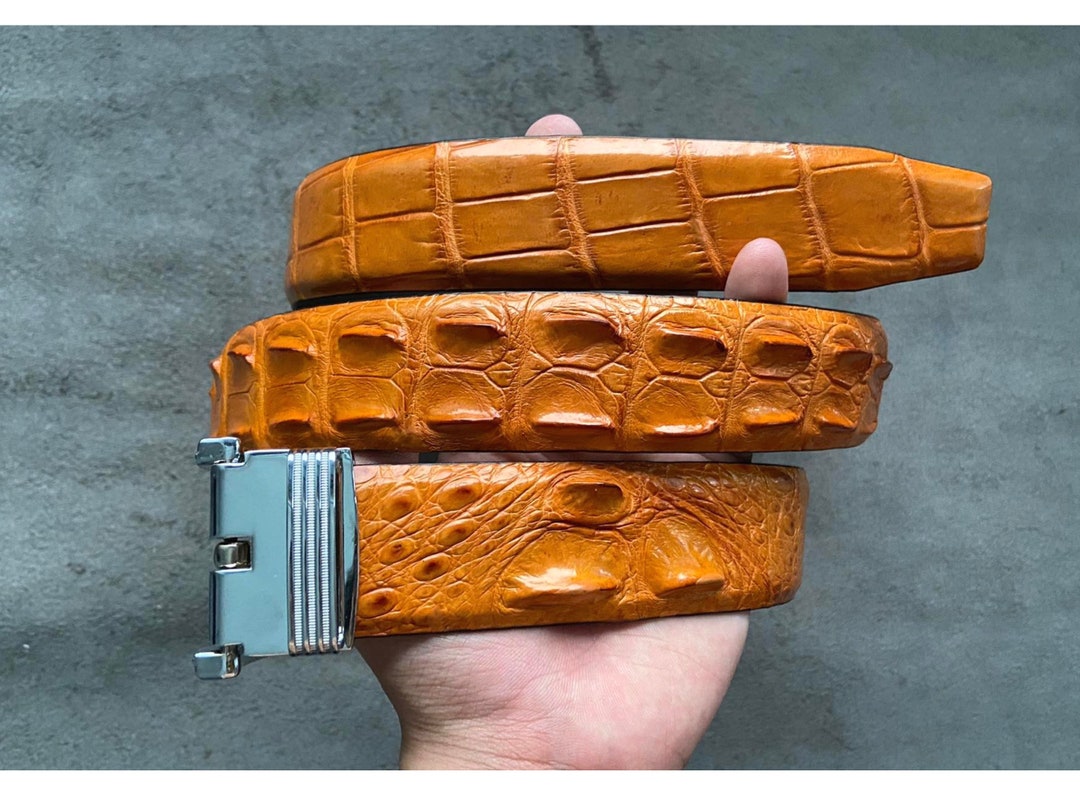 Orange Genuine Alligator Leather Skin Men's Belt W 1.3 Inch, Gift for ...