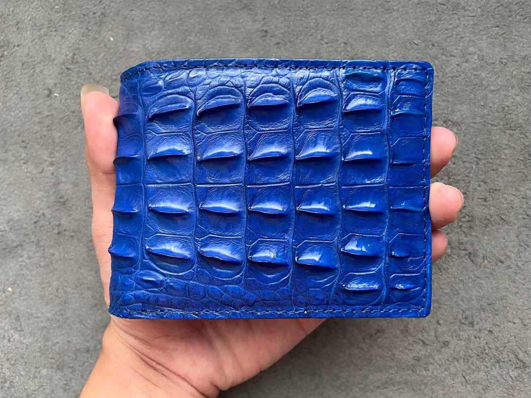 Light Blue Alligator Genuine Leather Skin Men's Bifold Wallet ...