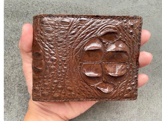 Brown Double Sides Alligator Leather Wallet Gift for Him Valentines Present Father s Day Gift Etsy Ireland