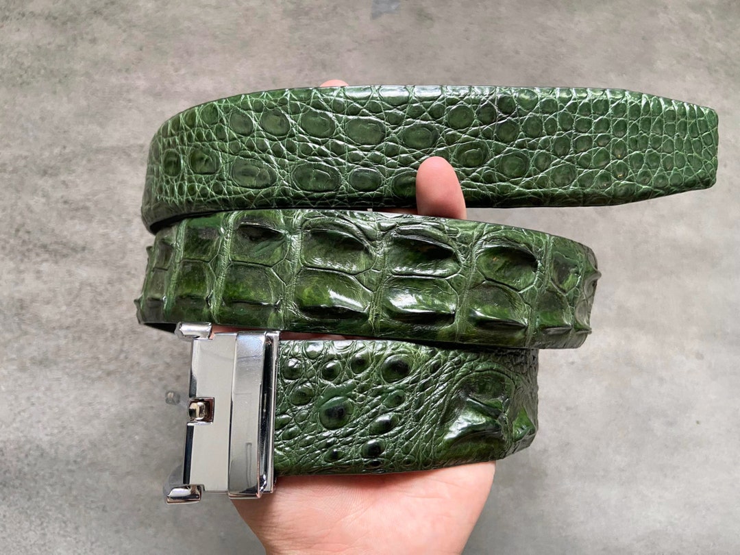 Green Genuine Alligator Horn Leather Skin Men's Belt W 1.5 Inch ...