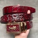 Red Alligator Leather Men's Belt: Handcrafted Automatic Buckle, 1.5 ...