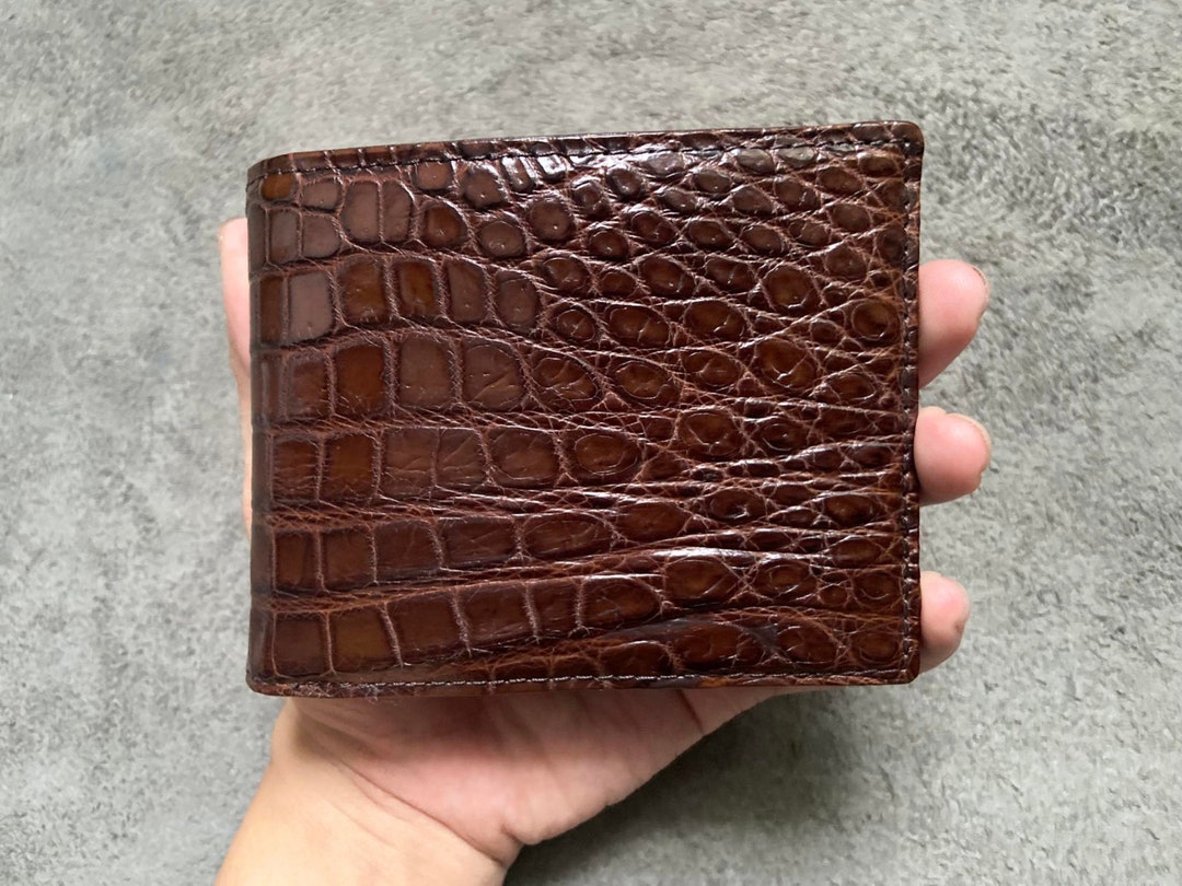 Double Sides Brown Belly Alligator Leather Wallet/ Personalized Wallet ...
