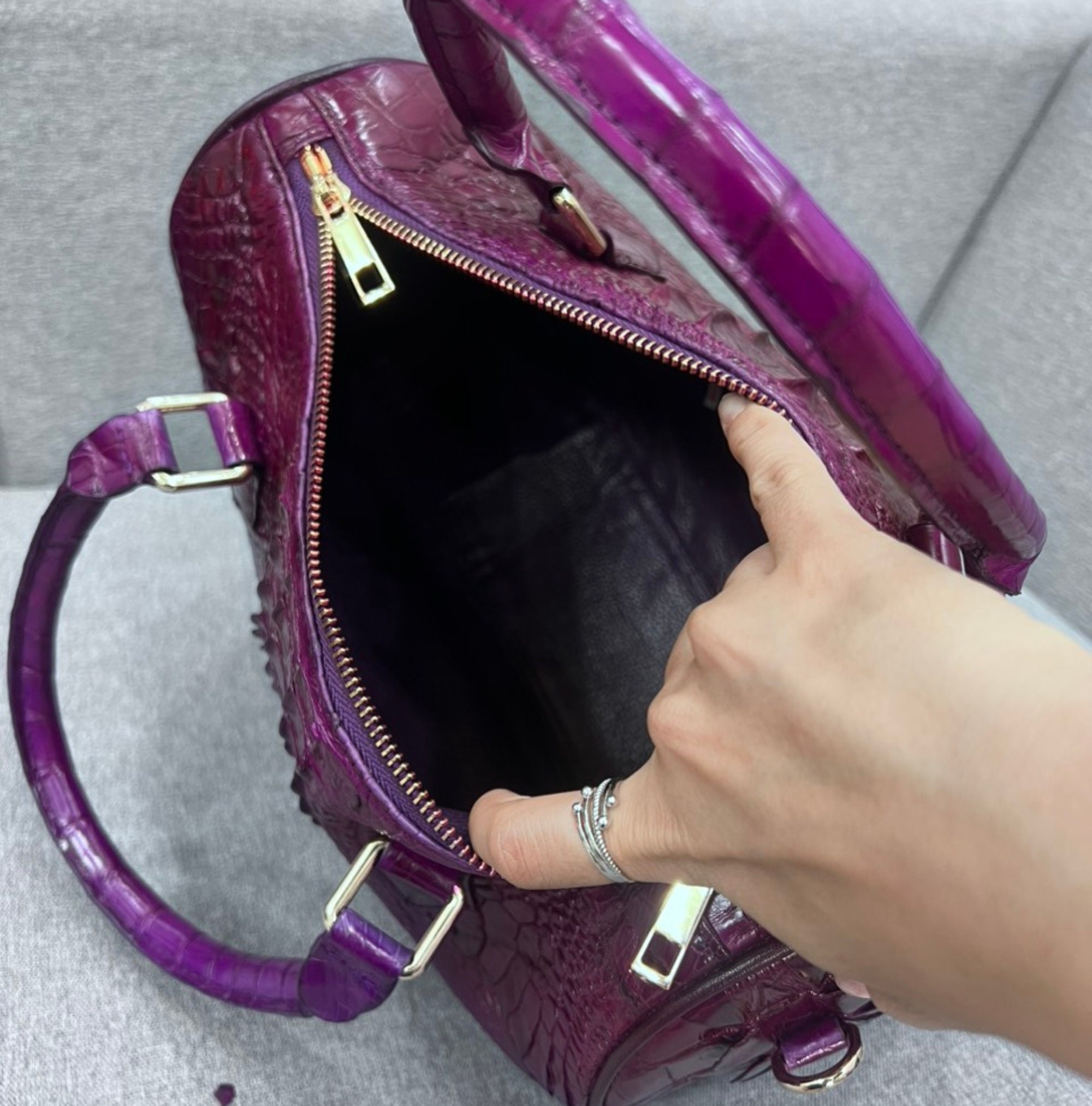 Purple Alligator Genuine Leather Skin Travel Bag-luxury Duffel - Etsy
