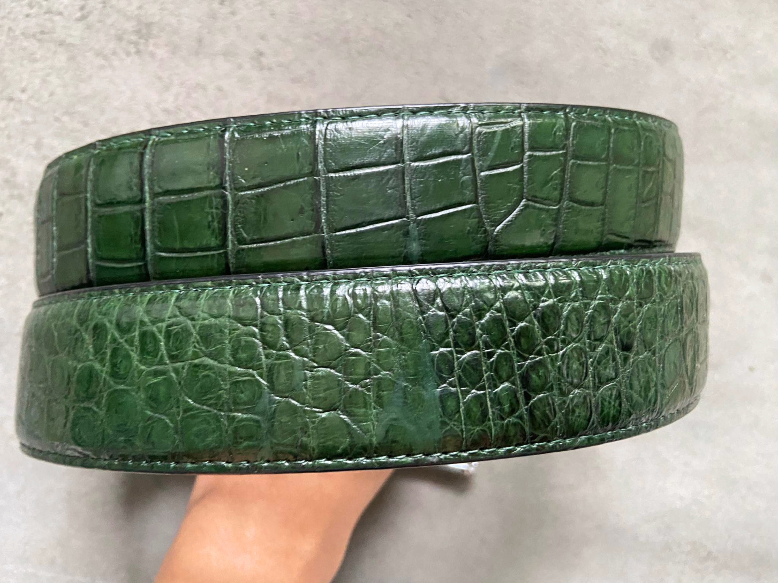 Green Genuine Alligator Belly Leather Skin Men's Belt W 1.5 Inch ...