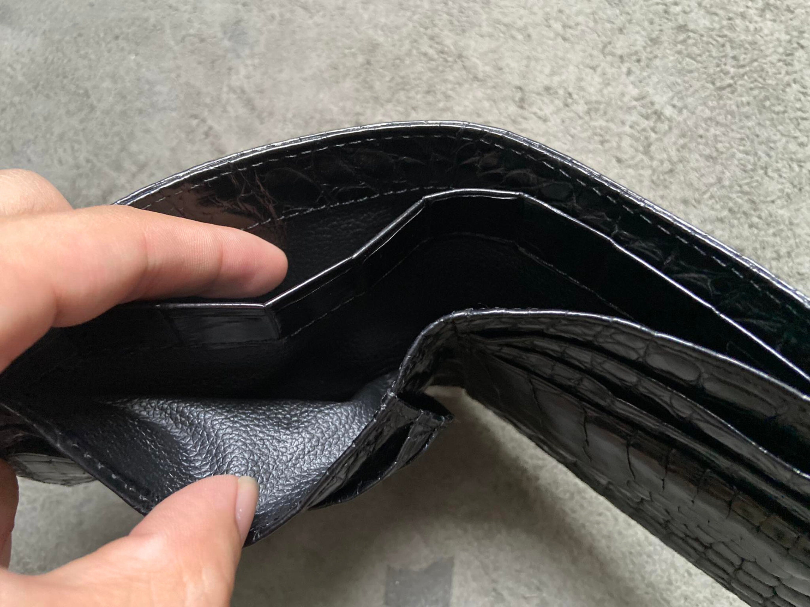 Double Sides Black Alligator Leather Wallet/ Personalized - Etsy