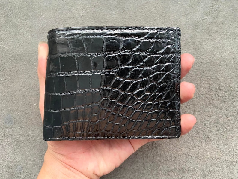 Double Sides Black Alligator Leather Wallet/ Personalized - Etsy