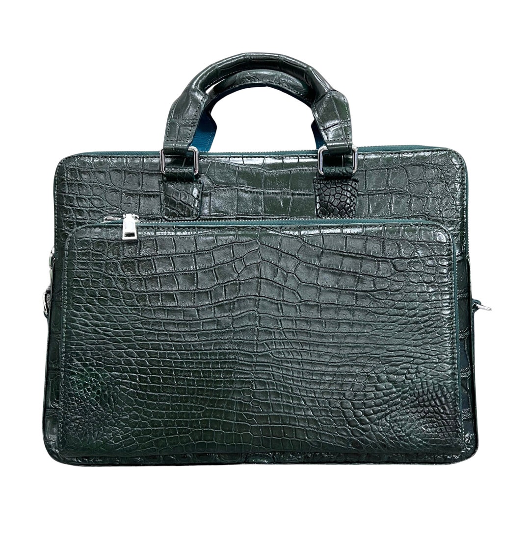 Green Alligator Genuine Leather Skin Men's Bag, Gift for Him, Birthday ...