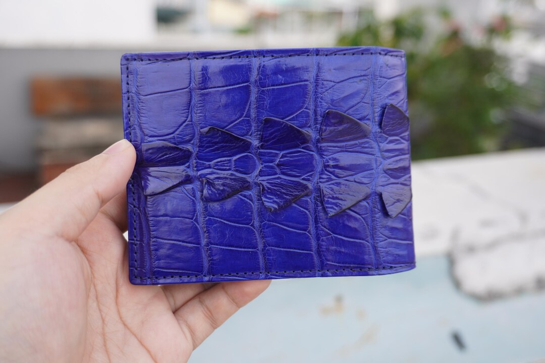 Light Blue Genuine Alligator Back Tail Leather Skin Men's Bifold Wallet ...