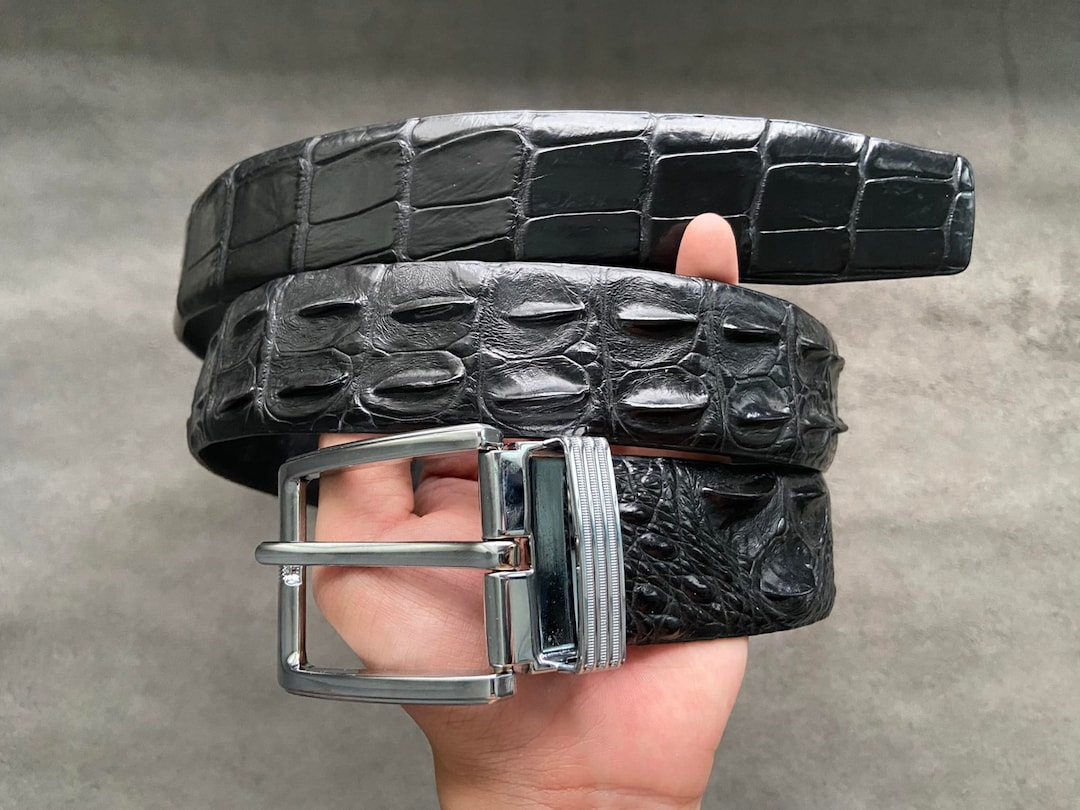 Black Alligator Genuine Horn Leather Skin Men's Belt W 1.5 Inch/ Gift ...