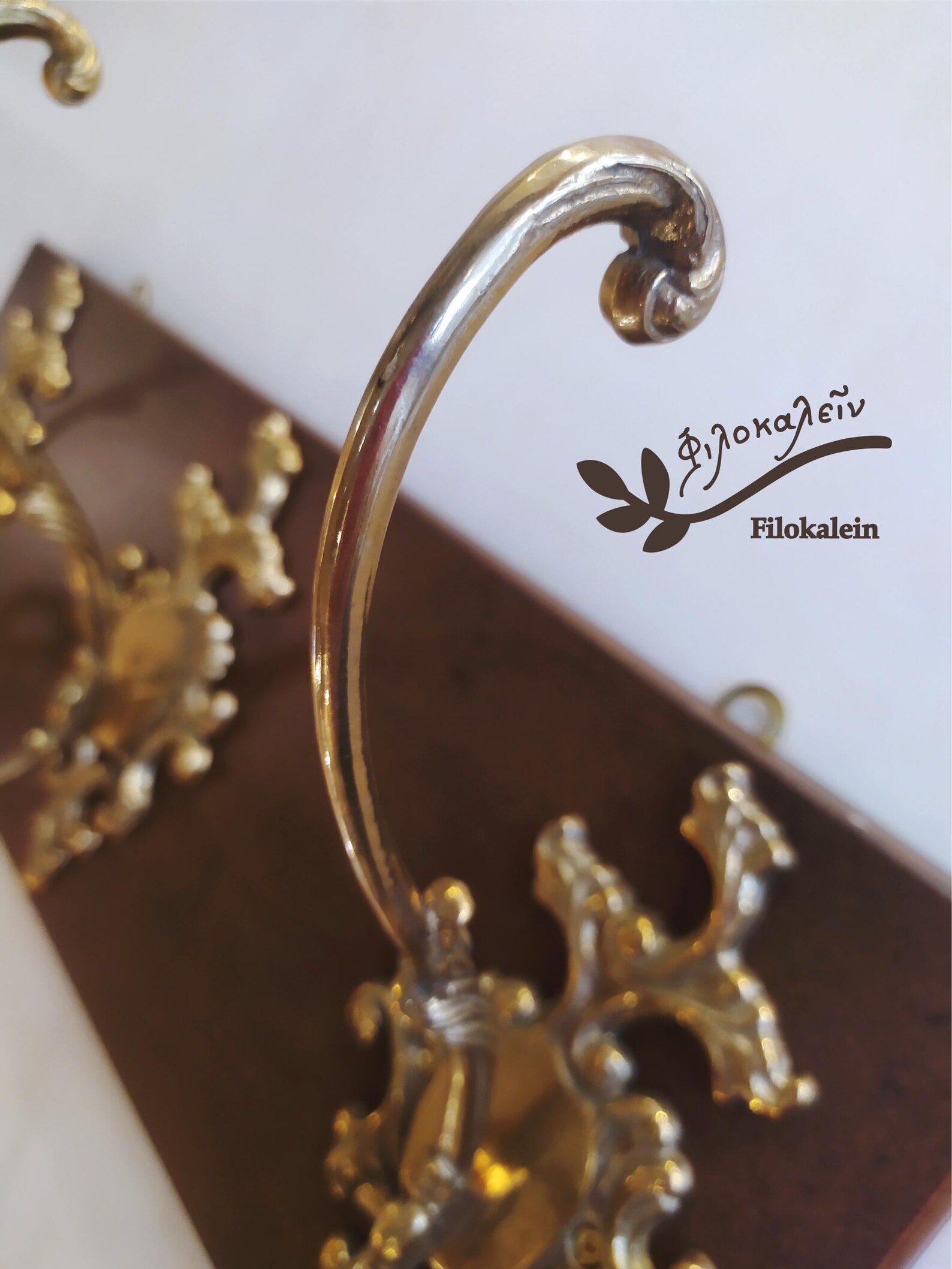 Baroque Brass Coat Rack With 3 Hooks, Vintage Wooden Wall Organizer ...