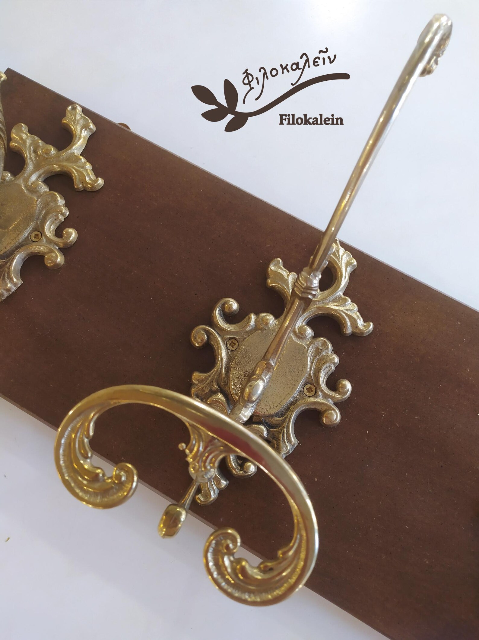 Baroque Brass Coat Rack With 3 Hooks, Vintage Wooden Wall Organizer ...