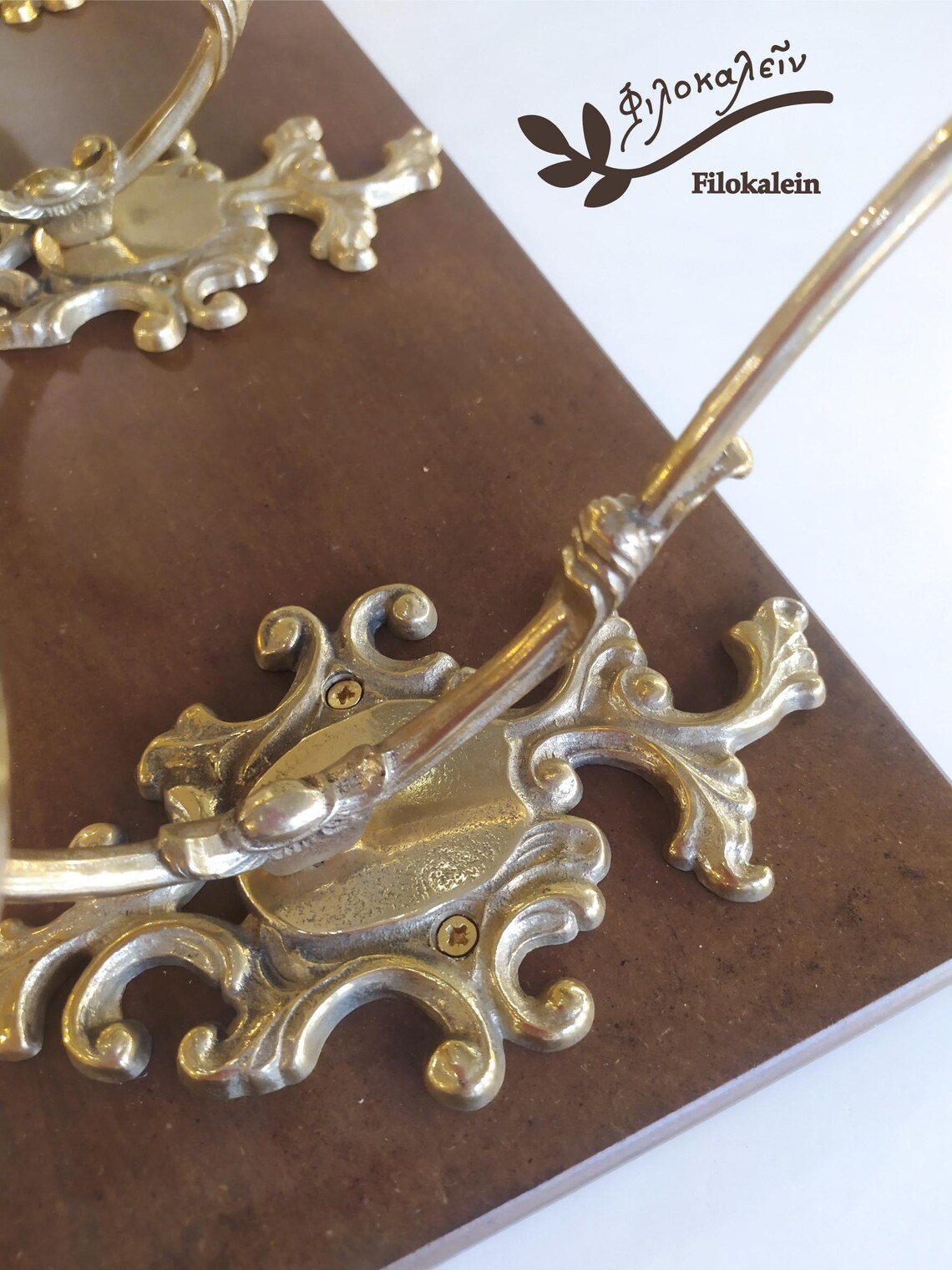 Baroque Brass Coat Rack With 3 Hooks, Vintage Wooden Wall Organizer ...