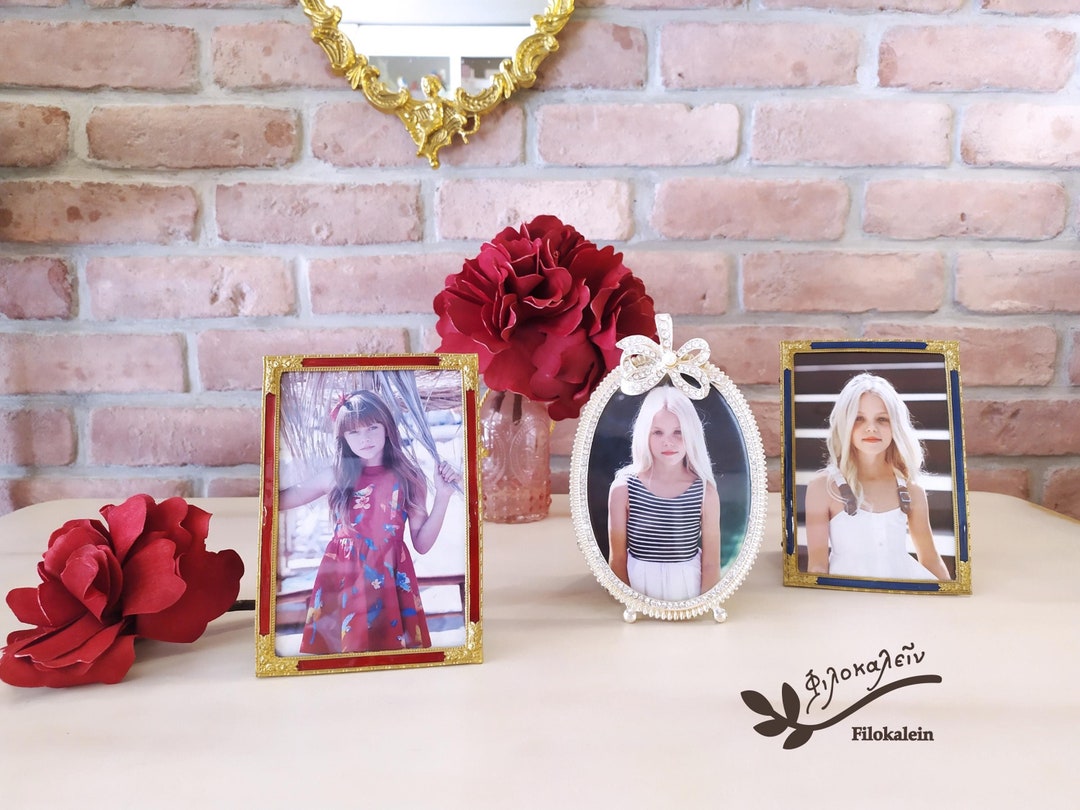 Enamel Photo Frame: Red, Blue, Gold, Silver Bling - Baby Girl Gift - Etsy