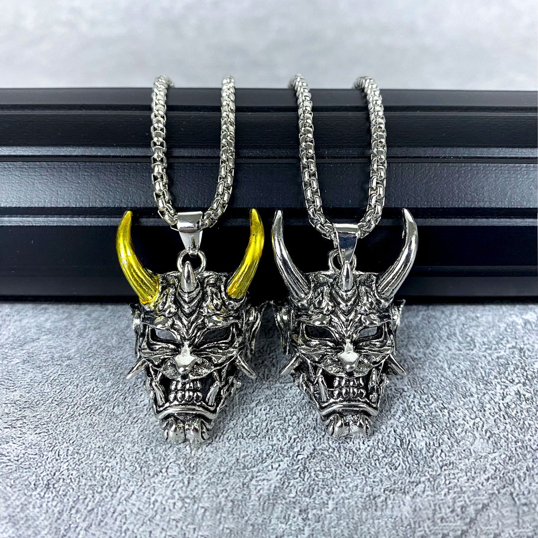 Gothic Japanese Anger Hannya Ghost Skull Mask Pendant Necklace - Etsy