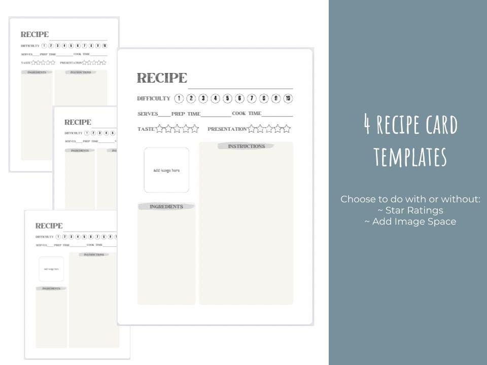 Minimalist Digital Recipe Book Template. Digital, Printable. Compatible ...