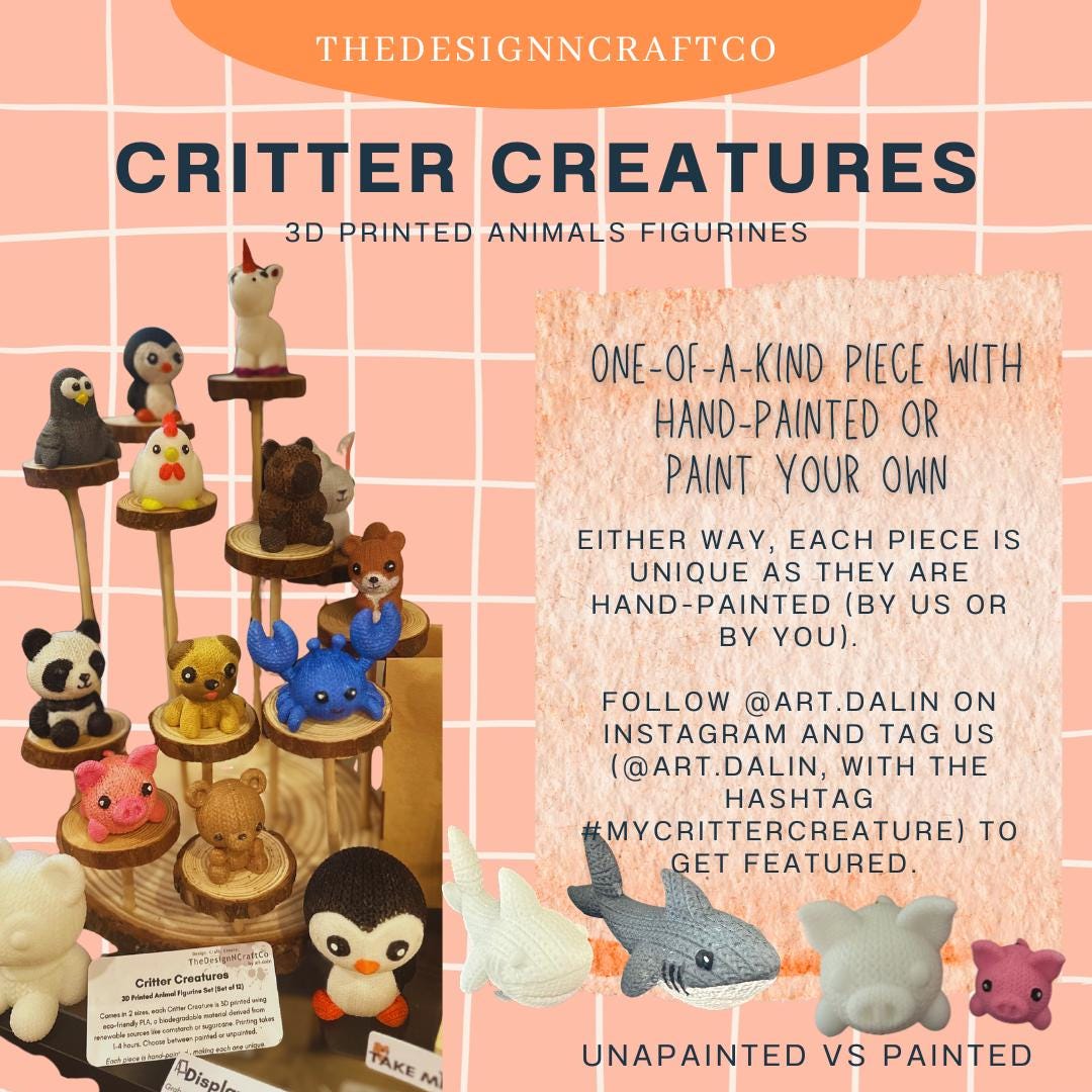 Critter Creatures – Hand-painted 3D Printed Knitted Animal Figurines ...