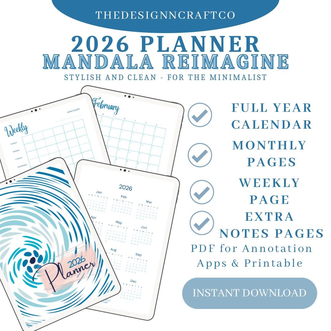 2026 Planner Printable – Mandala Reimagined | Monthly & Weekly Layout ...